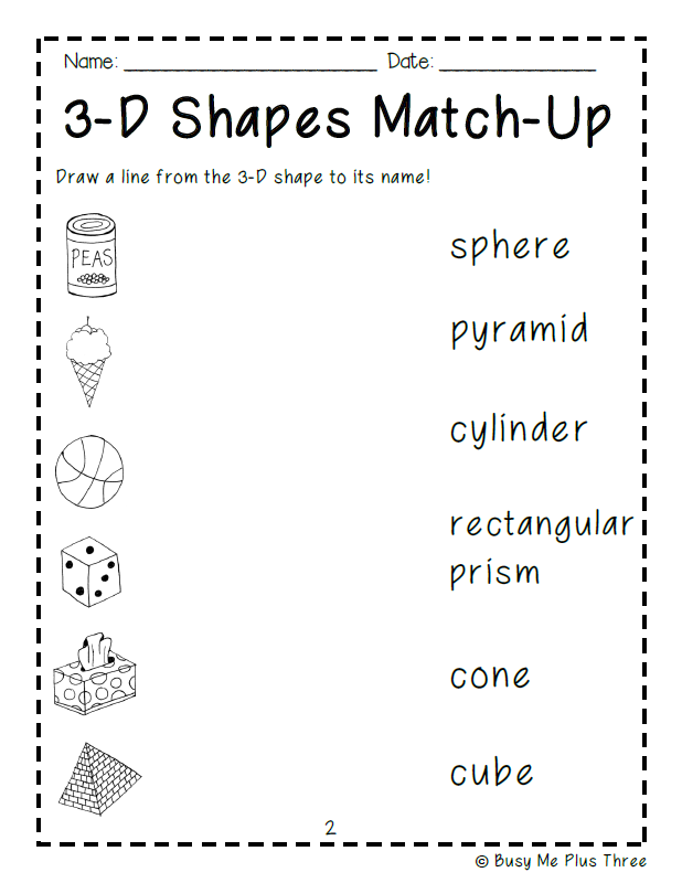 3d Shapes Worksheets First Grade
