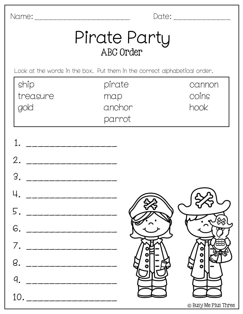Third Grade Abc Order Worksheets